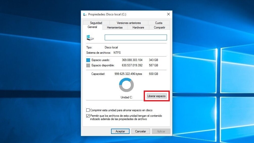 Propiedades del disco C en Windows 10 — Microsoft Insider